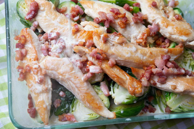 Roasted Chicken & Pancetta in a Lemon Cream Sauce (Keto + Low Carb)